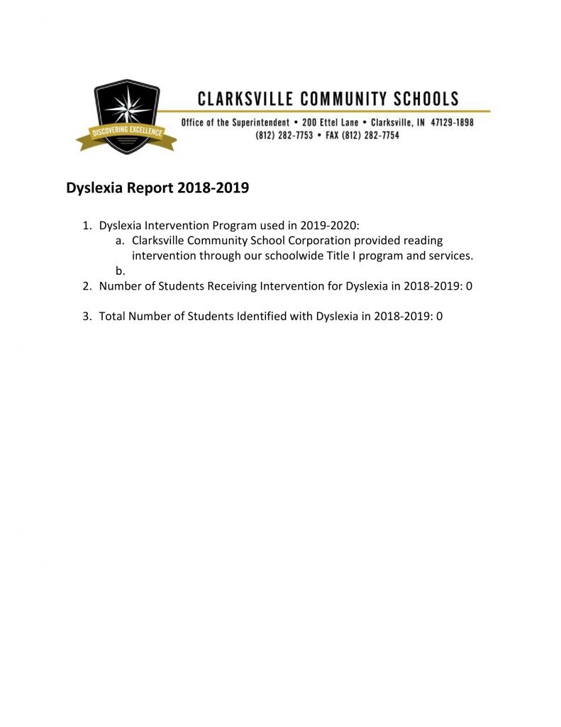 CES Dyslexia Report | Clarksville Community Schools
